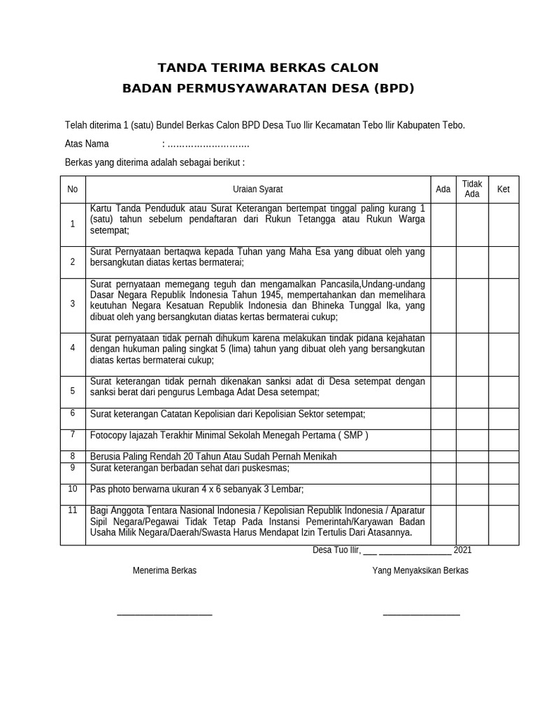 Daftar Ceklis Bahan Bpd | PDF