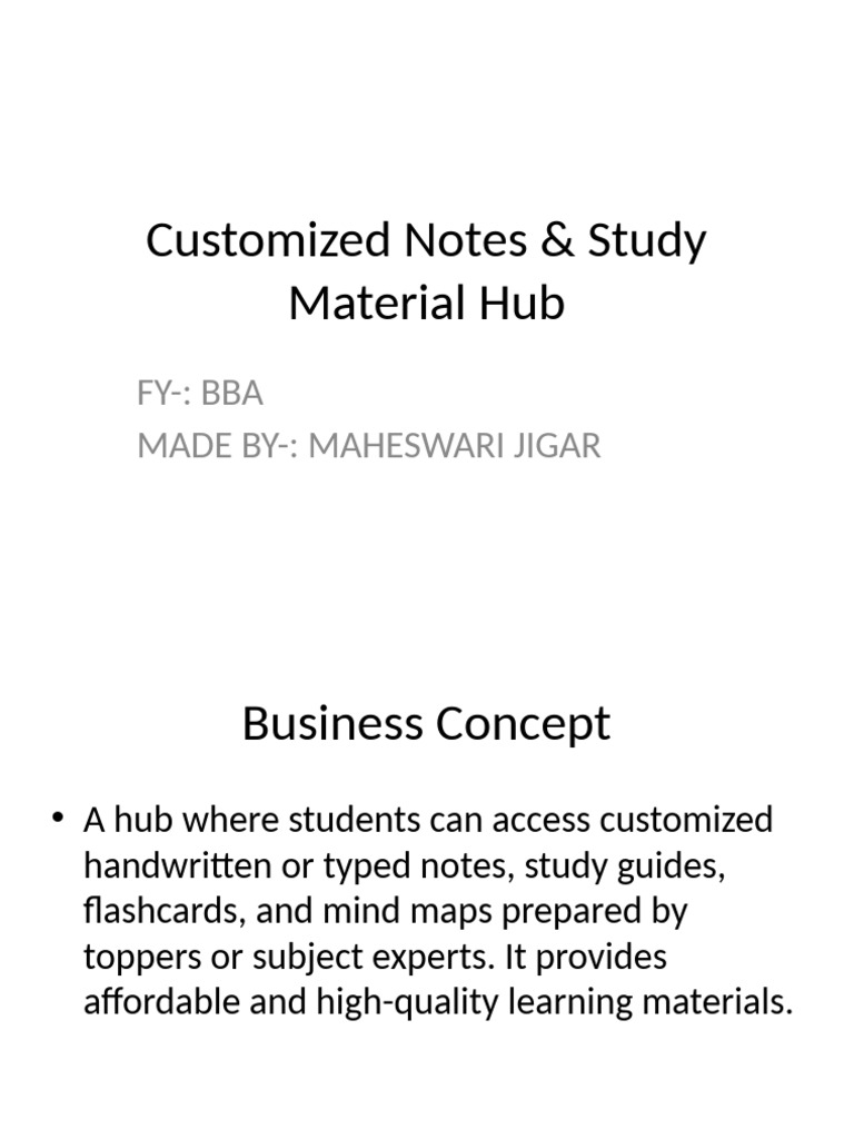 Customized Notes Study Hub | PDF