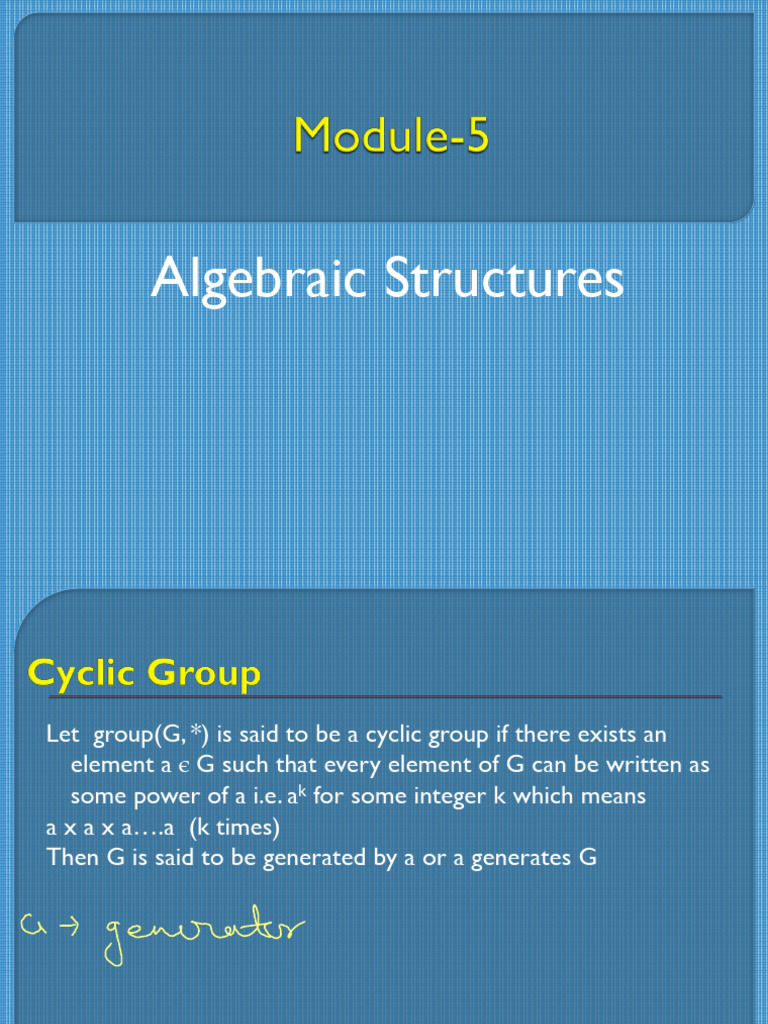 Lec32 DSGT Cyclic Groups | PDF | Group (Mathematics) | Ring Theory