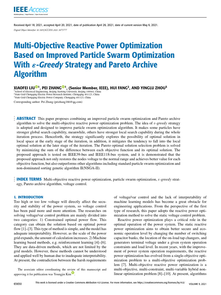 Multi-Objective Reactive Power Optimization Based On Improved Particle ...