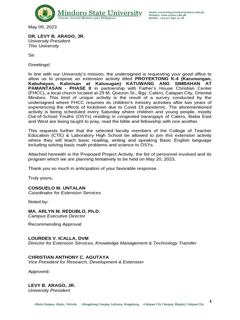 K-4 Extension Project for Out-of-School Youth | PDF