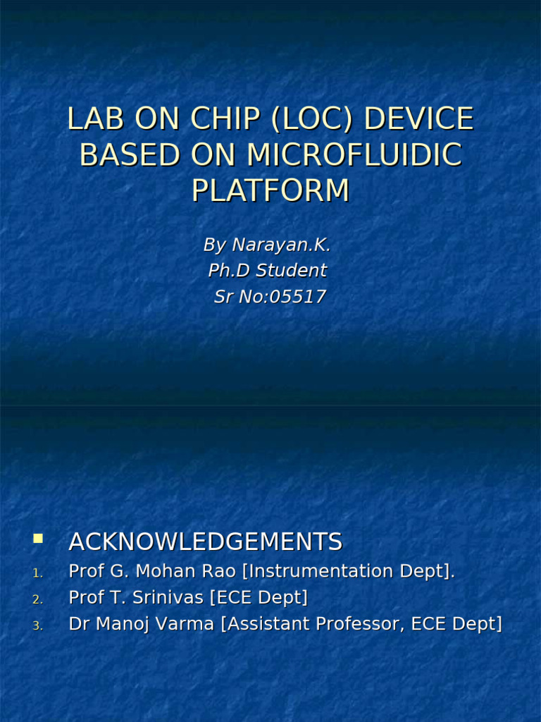 Lab on Chip Microfluidic Device Overview | PDF | Applied And ...