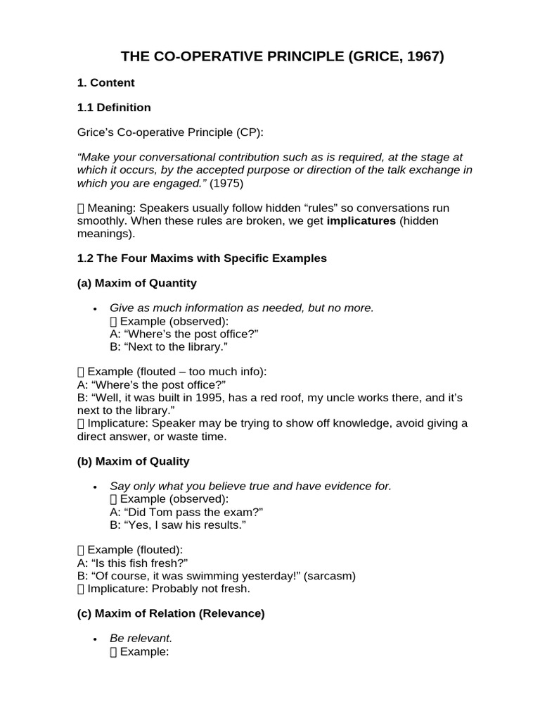 The Co-Operative Principle | PDF | Semiotics