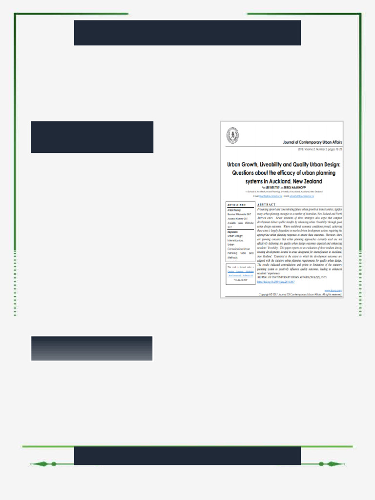 Urban Growth Liveability and Quality Urban Design Questions about the ...