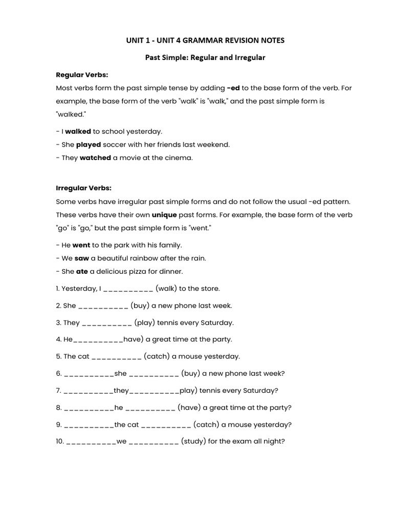 Grammar Revision Notes: Tenses & Clauses | PDF | Verb | Grammatical Tense