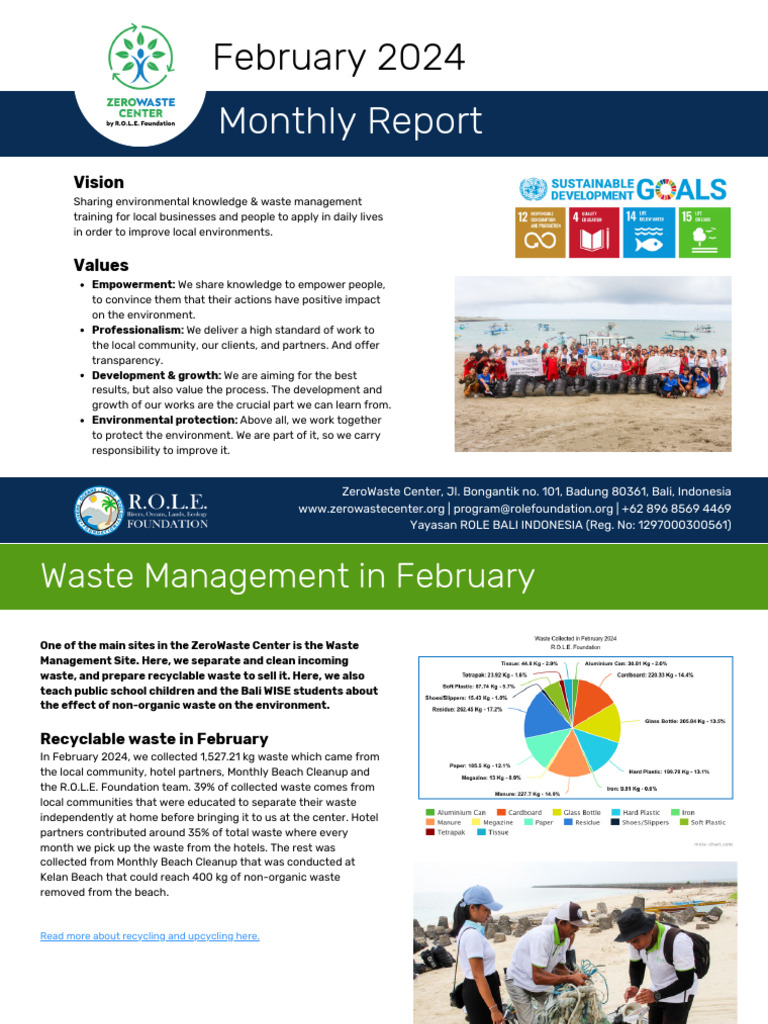 ZeroWaste Center Monthly Report - February 2024 | PDF | Human Impact On ...