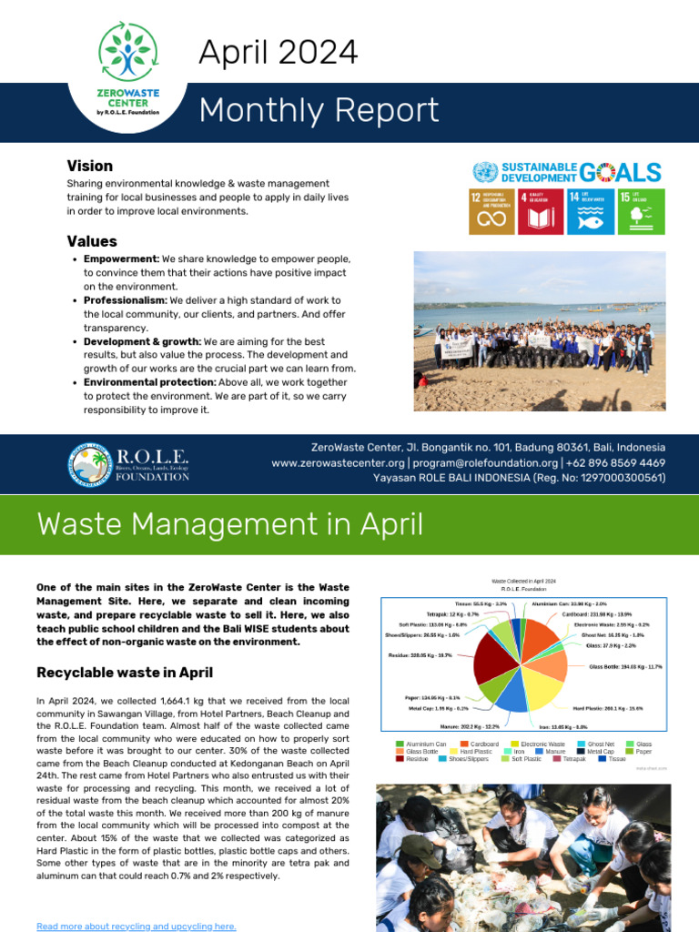 4 ZeroWaste Center Monthly Report - April 2024 | PDF | Natural ...