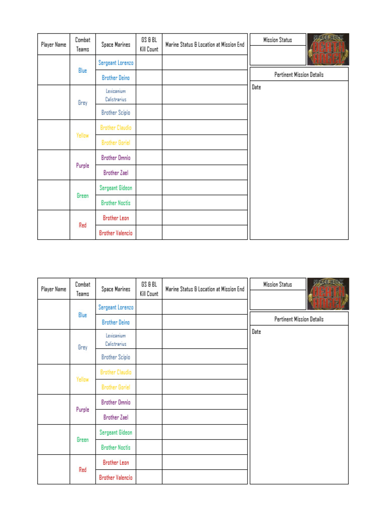 Space Marines Mission Status Report | PDF