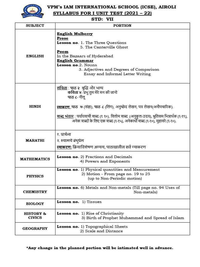 7-I Unit Test Portion | PDF