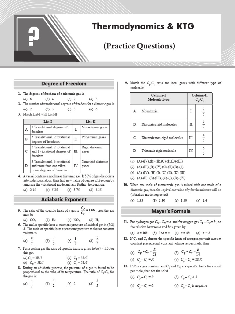 6k+ 14 Thermodynamics & KTG | PDF | Gases | Temperature