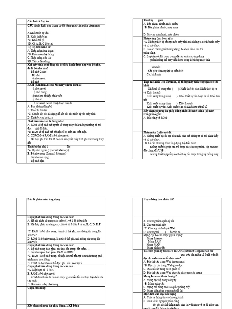 On Tap Ung Dung CNTT Co Ban Bo 300 Up Lan 2 | PDF