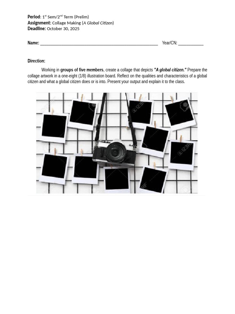 Global Citizen Collage Assignment | PDF