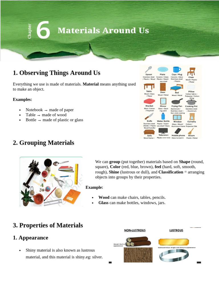 Ch.6 Materials Around Us | PDF
