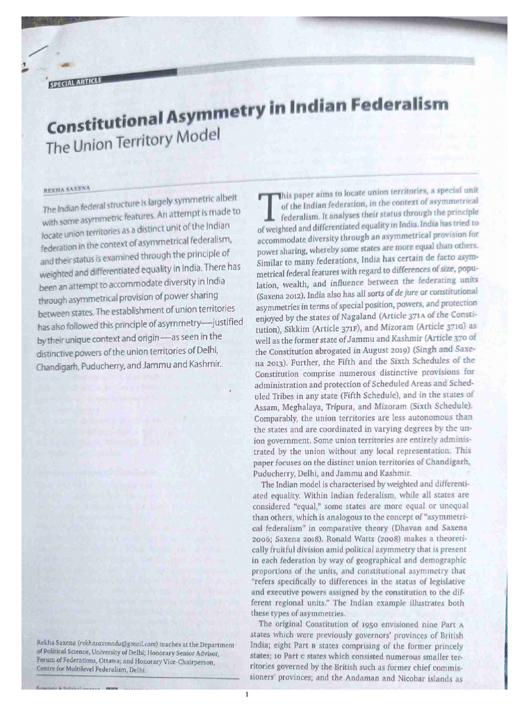 Asymmetrical Federalism | PDF