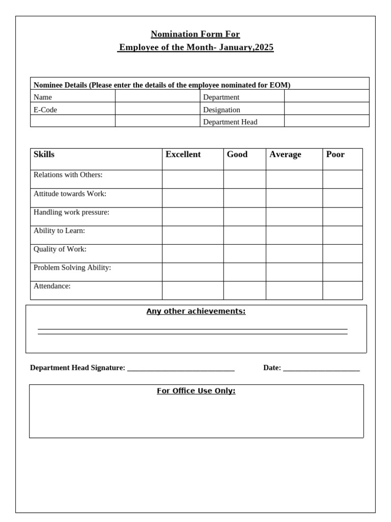 Nomination Form For EOM | PDF