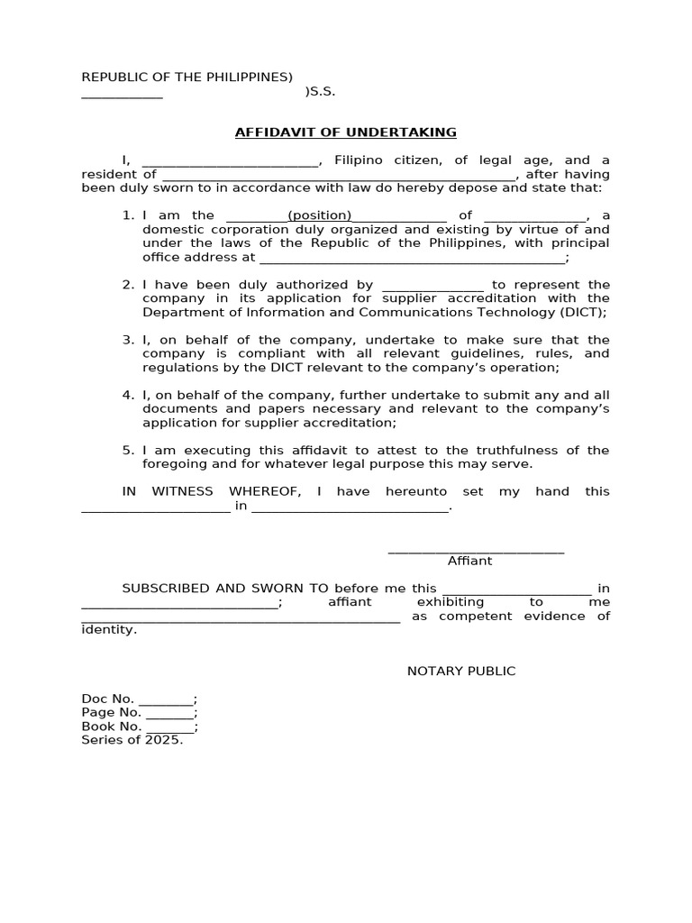 Affidavit of Undertaking | PDF