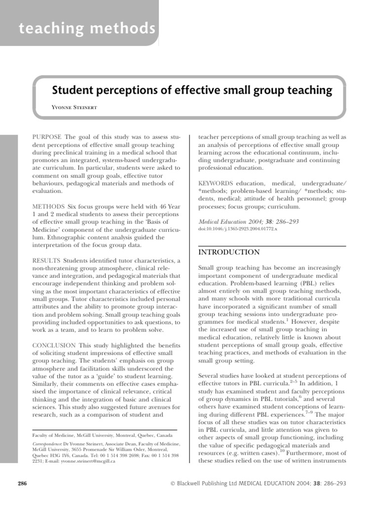 Student Insights on Small Group Teaching | PDF | Focus Group | Curriculum