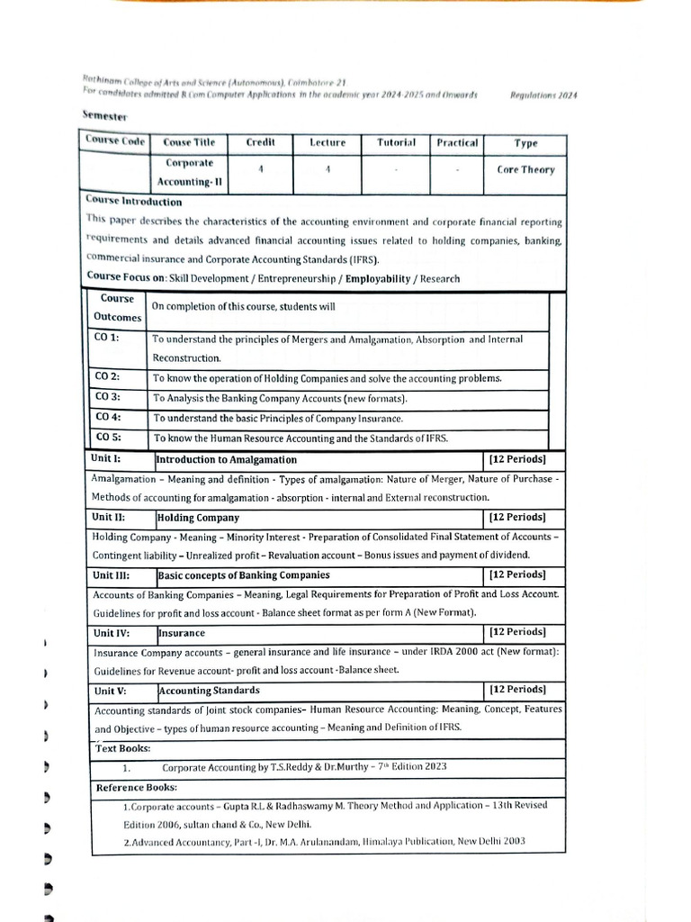 Syllabus Accounting | PDF
