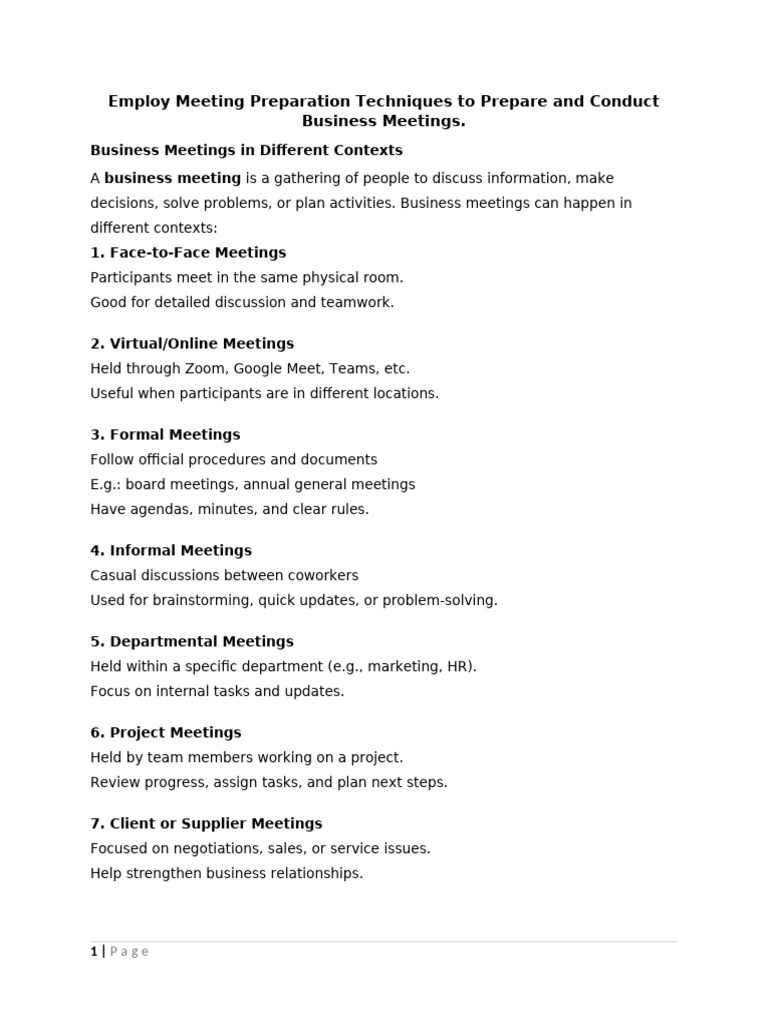 Meeting Preparation Techniques | PDF