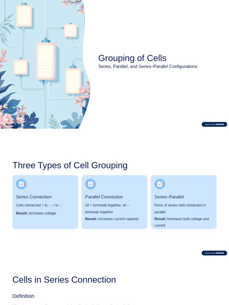 Grouping of Cells | PDF | Series And Parallel Circuits | Voltage
