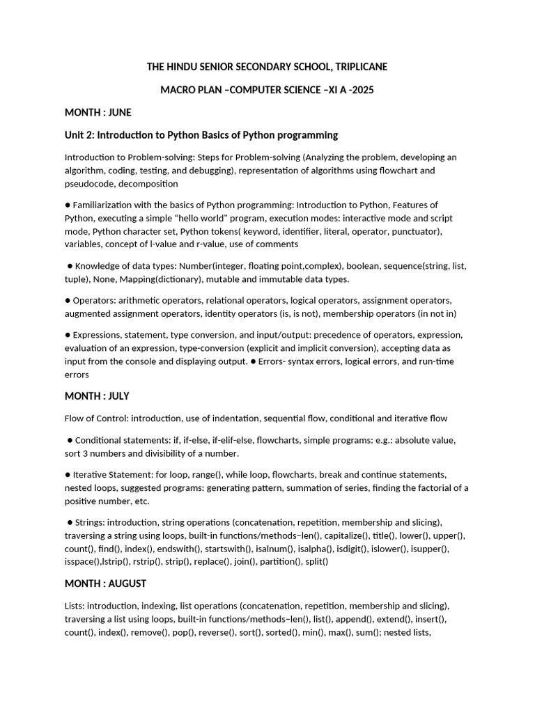 Python Programming Curriculum Overview | PDF | Control Flow | Python ...