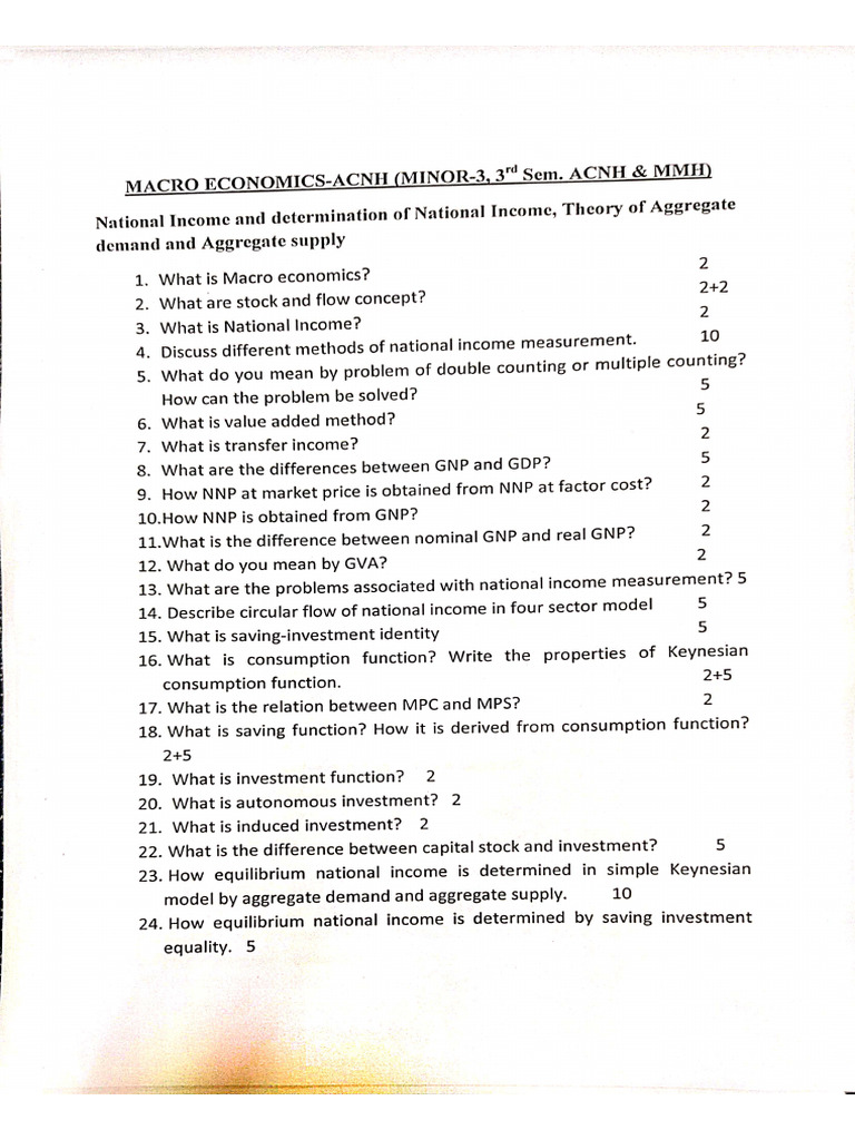 Macroeconomics Question Bank | PDF