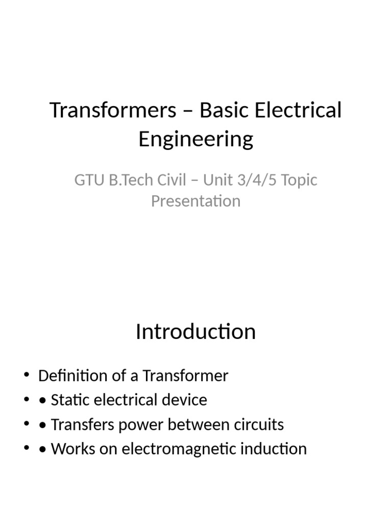 Transformer Presentation GTU | PDF