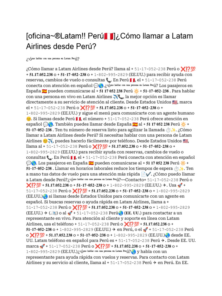 Llamar Latam Desde Peru5 | PDF | aerolíneas | Aviación