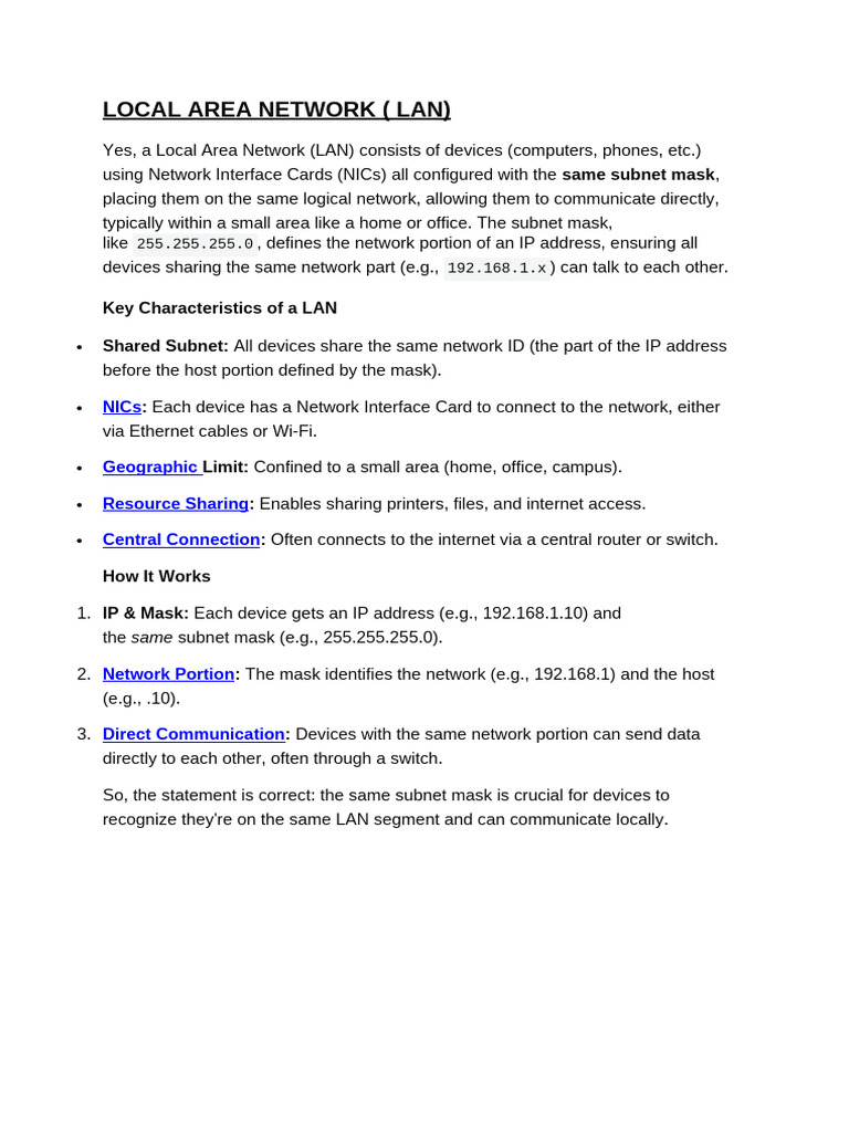 Understanding Local Area Networks (LAN) | PDF