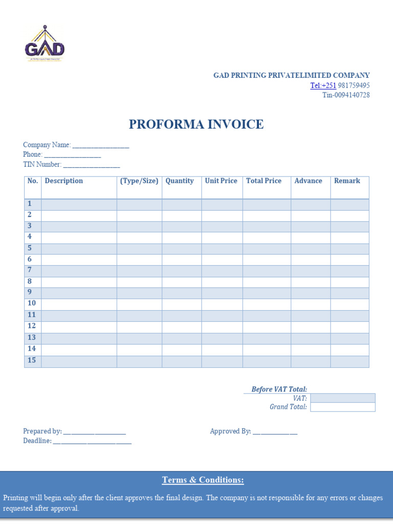 Gad Proforma Form | PDF