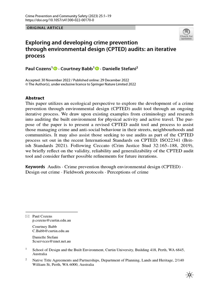 CPTED Audit Tool Development Process | PDF | Validity (Statistics) | Audit
