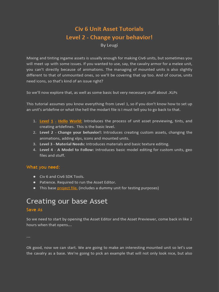 Civ 6 Unit Asset Tutorials - Level 2 | PDF | Icon (Computing ...
