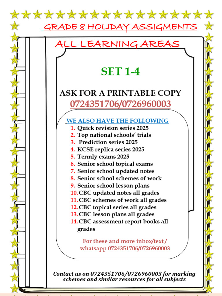Grade 8 Holiday Assignment Booklet (1) - Unlocked | PDF