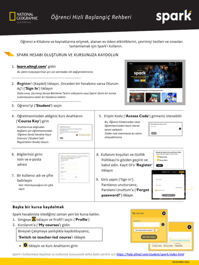 Spark - Student Quick Start Guide - Turkish | PDF