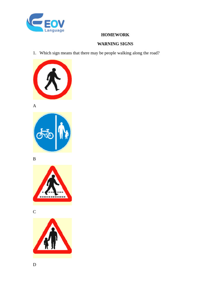 Warning Signs - Homework | PDF