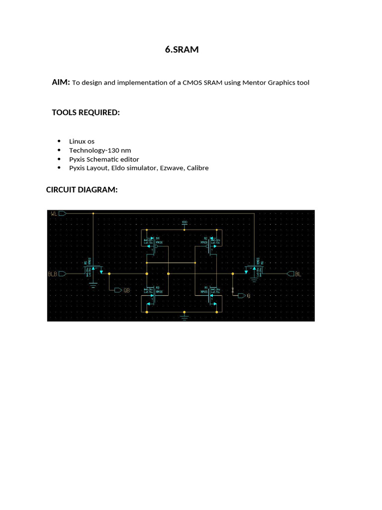CMOS SRAM Design with Mentor Graphics | PDF