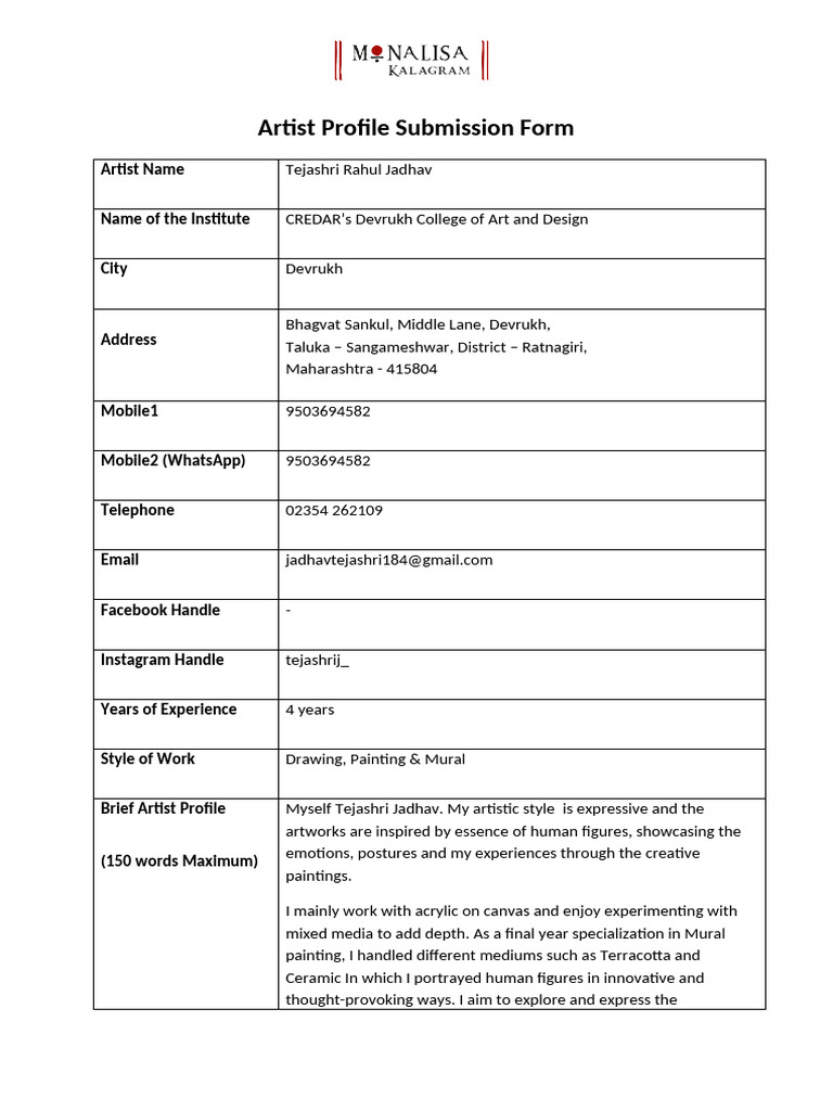 Profile Submission Form-Tejashri Jadhav | PDF