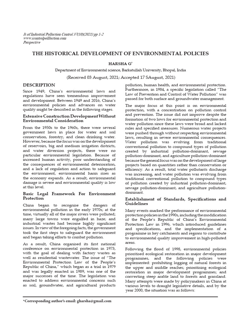 Evolution of China's Environmental Policies | PDF