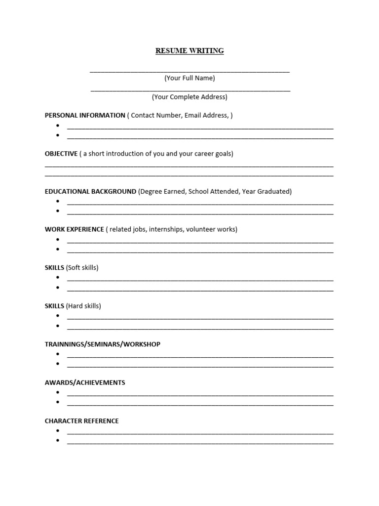 Exam For Resume Writing | PDF