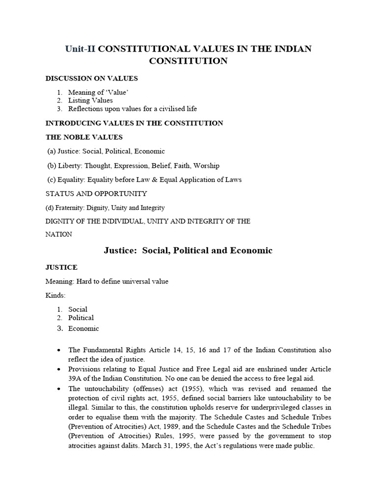 Constitutional Values in India: An Overview | PDF | Social Equality ...