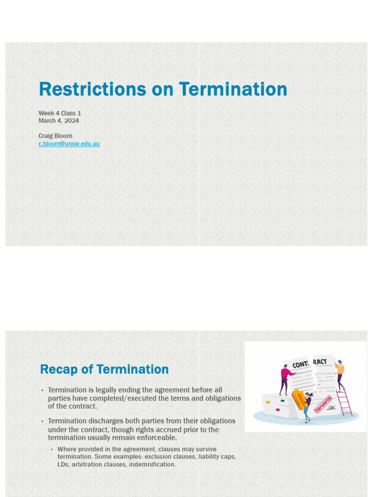 Week 4 Class 1 - Restrictions On Termination | PDF | Breach Of Contract ...