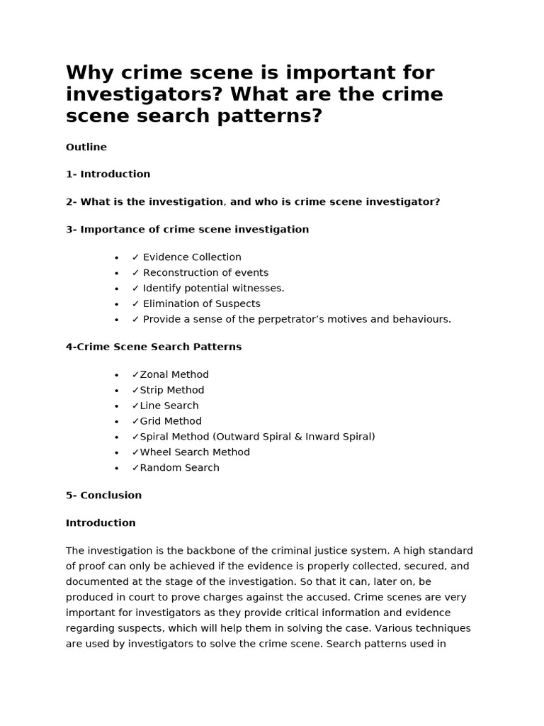 Importance of Crime Scene Investigation | PDF | Crime Scene | Forensic ...