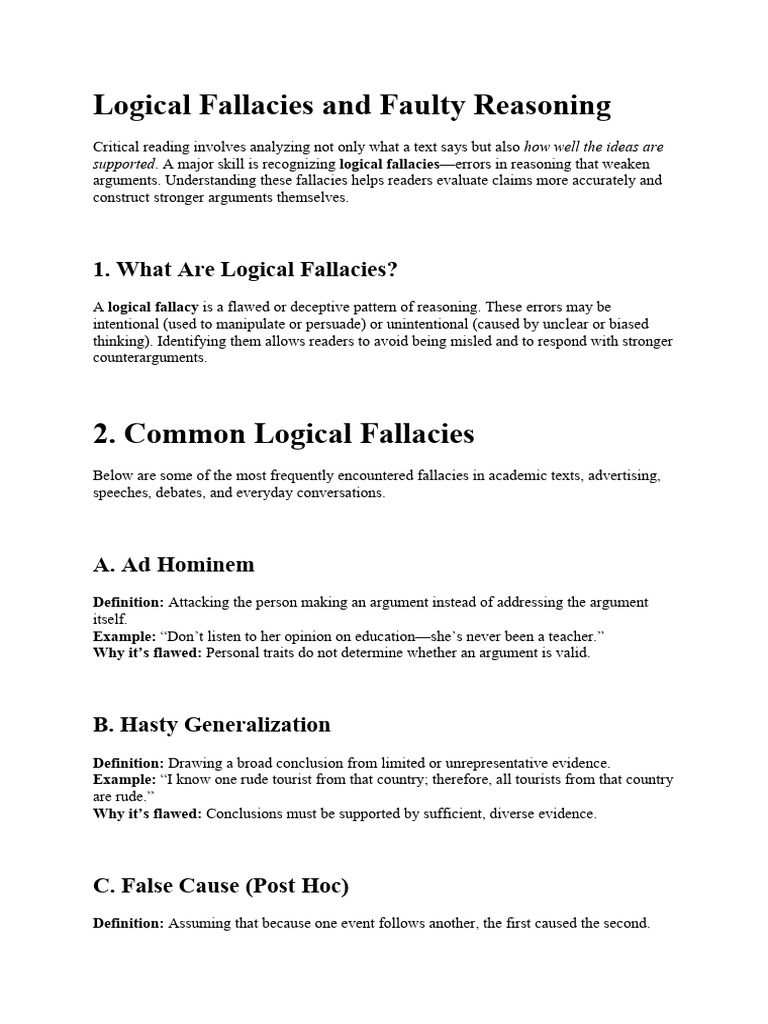 Logical Fallacies and Faulty Reasoning | PDF | Fallacy | Argument