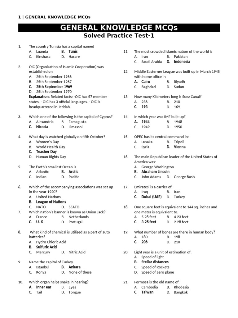 03 General Knowledge - Docx (Set-1 To 4) MCQs | PDF | Himalayas