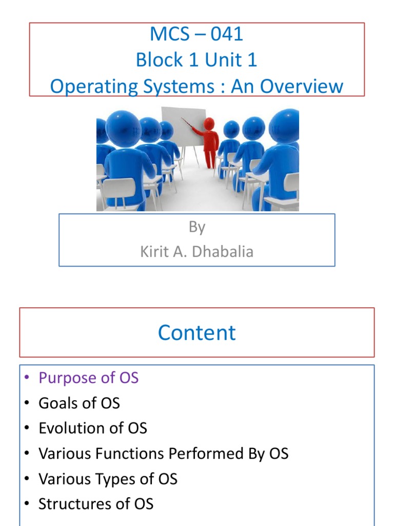 MCS - 041 Block 1 Unit 1 Operating Systems An Overview | Download Free PDF | Operating System ...