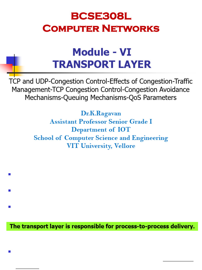 FALLSEM2025-26 VL BCSE308L 00100 TH 2025-11-26 Module-6-UDP-TCP | PDF ...