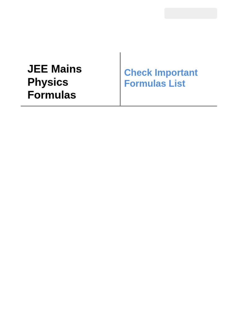 Jee Mains Physics Formulas PDF 77541965 | PDF | Force | Waves