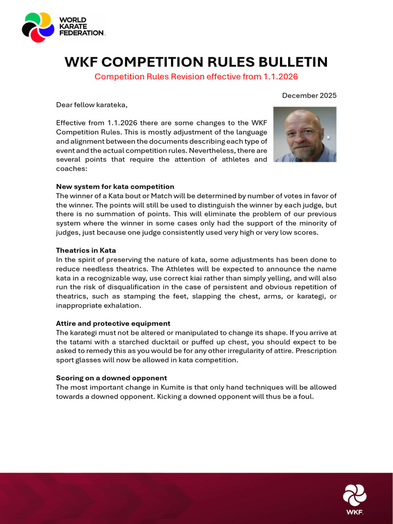 WKF Competition Rules Update 2026 | PDF | Karate | Japanese Martial Arts