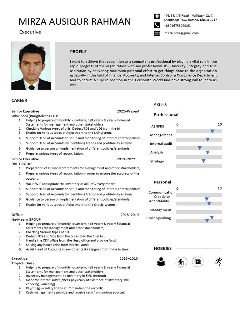 CV of Mirza Ausiqur Rahman | PDF | Business Economics | Business