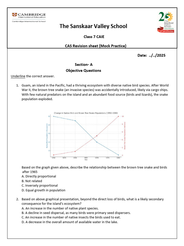 Worksheet Grade 7 Before 2nd CAS CAIE 2025-26 | PDF | Ddt | Invasive ...